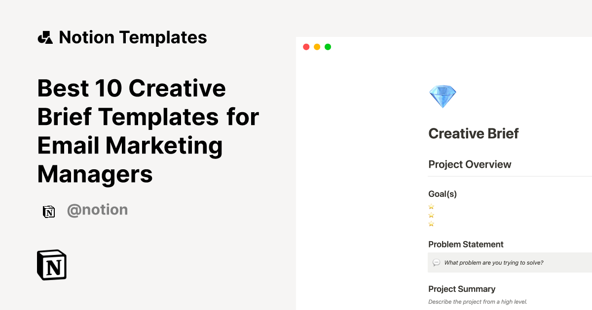 Best 10 Creative Brief Templates for Email Marketing Managers | Notion ...