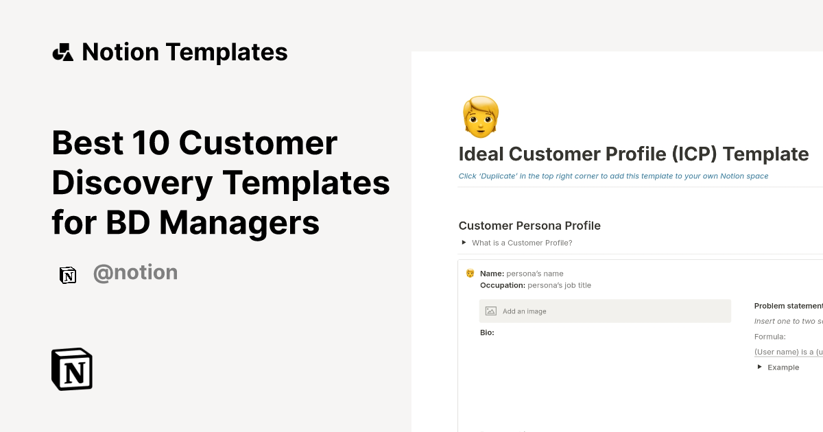 Best 10 Customer Discovery Templates for BD Managers | Notion Template ...
