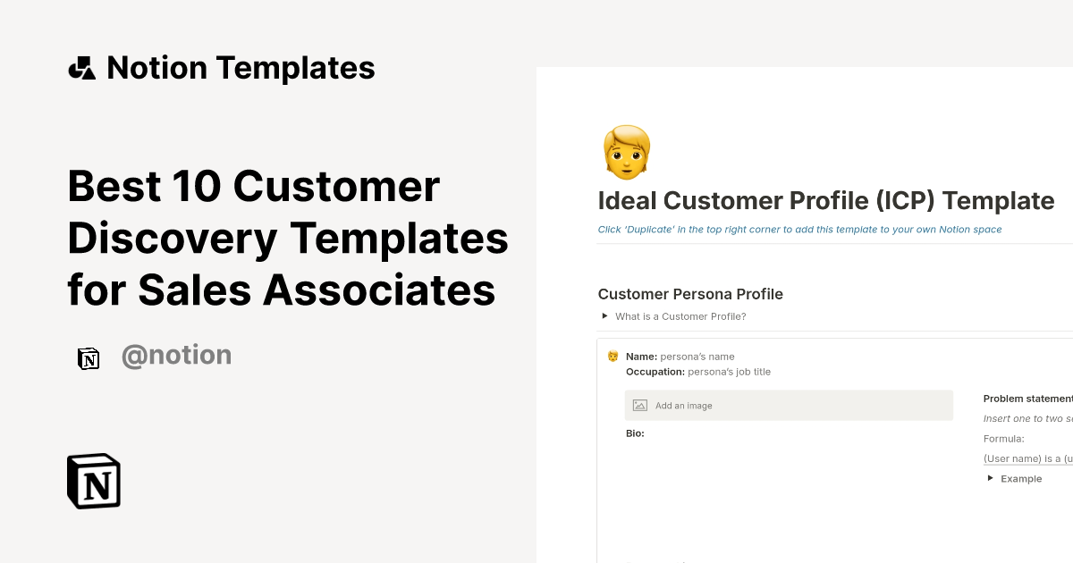 Best 10 Customer Discovery Templates for Sales Associates | Notion ...