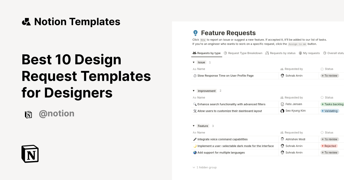 Best 10 Design Request Templates for Designers | Notion Template ...
