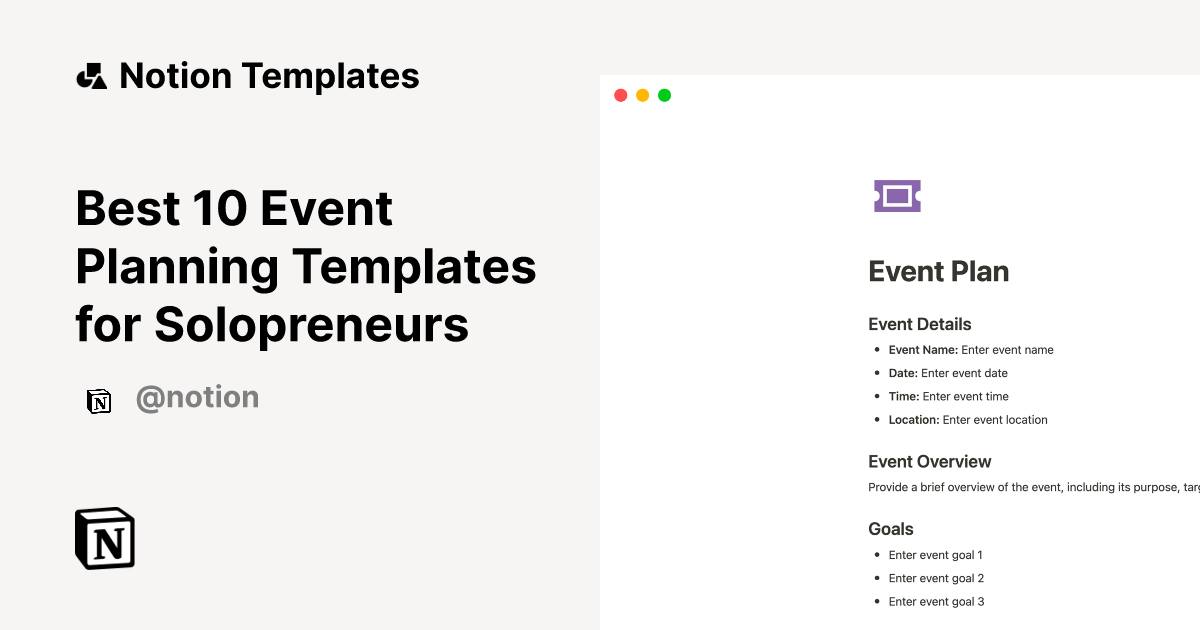 Best 10 Event Planning Templates for Solopreneurs | Notion Template ...