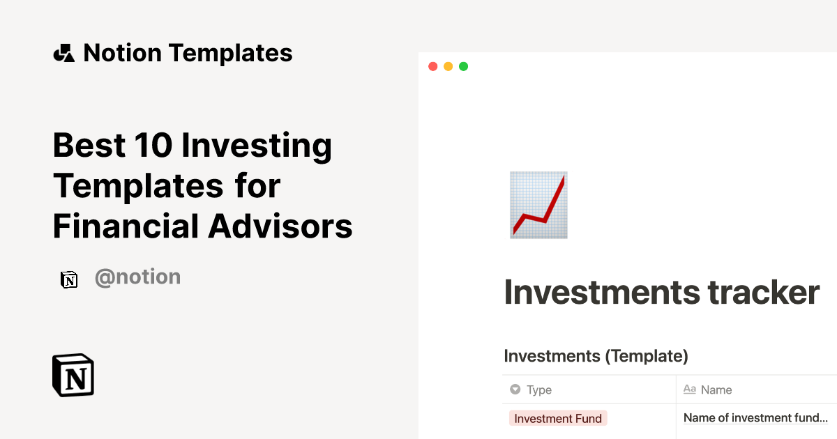 Best 10 Investing Templates for Financial Advisors | Notion Template ...