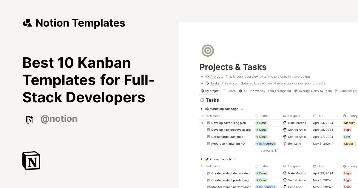 Best 10 Kanban Templates for Full-Stack Developers | Notion Template ...