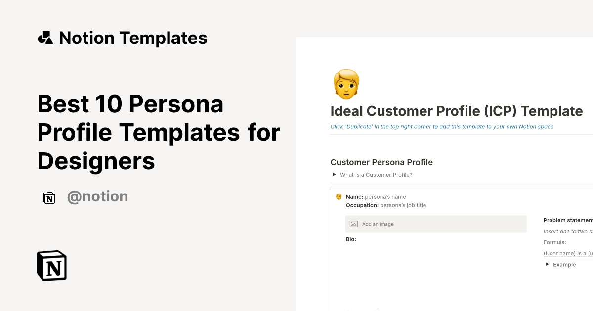 Best 10 Persona Profile Templates for Designers | Notion Template ...