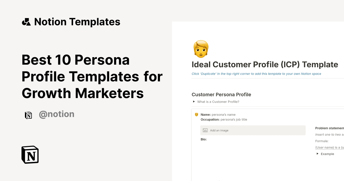 Best 10 Persona Profile Templates for Growth Marketers | Notion ...