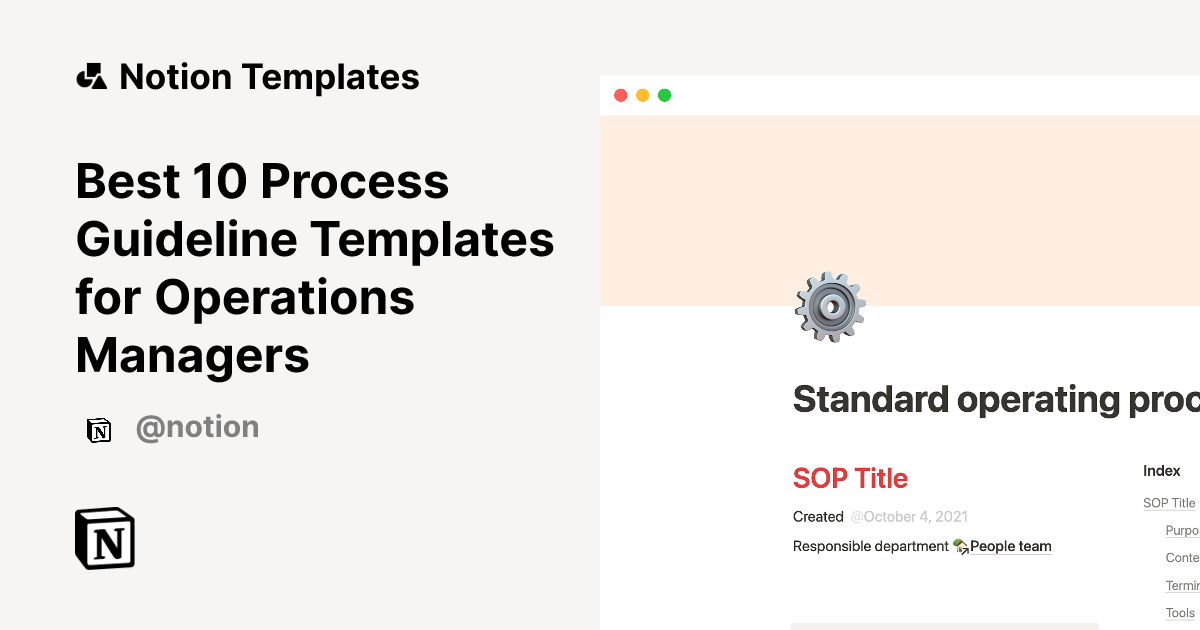 Best 10 Process Guideline Templates for Operations Managers | Notion ...