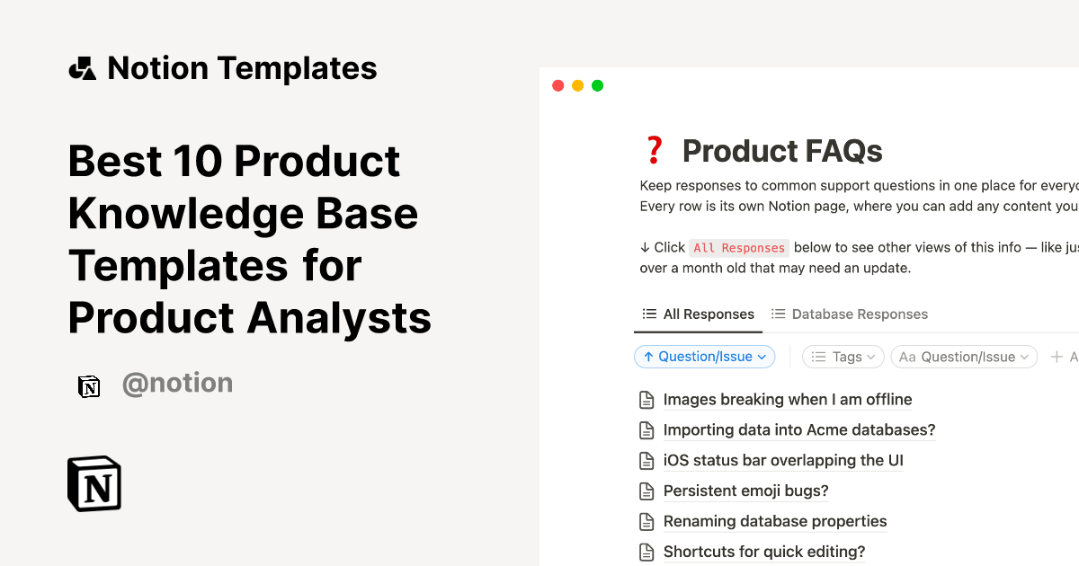 Best 10 Product Knowledge Base Templates for Product Analysts | Notion ...