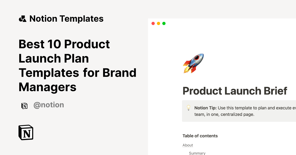 Best 10 Product Launch Plan Templates for Brand Managers | Notion ...