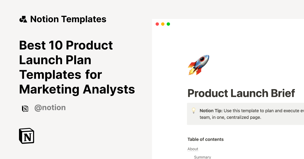 Best 10 Product Launch Plan Templates for Marketing Analysts | Notion ...
