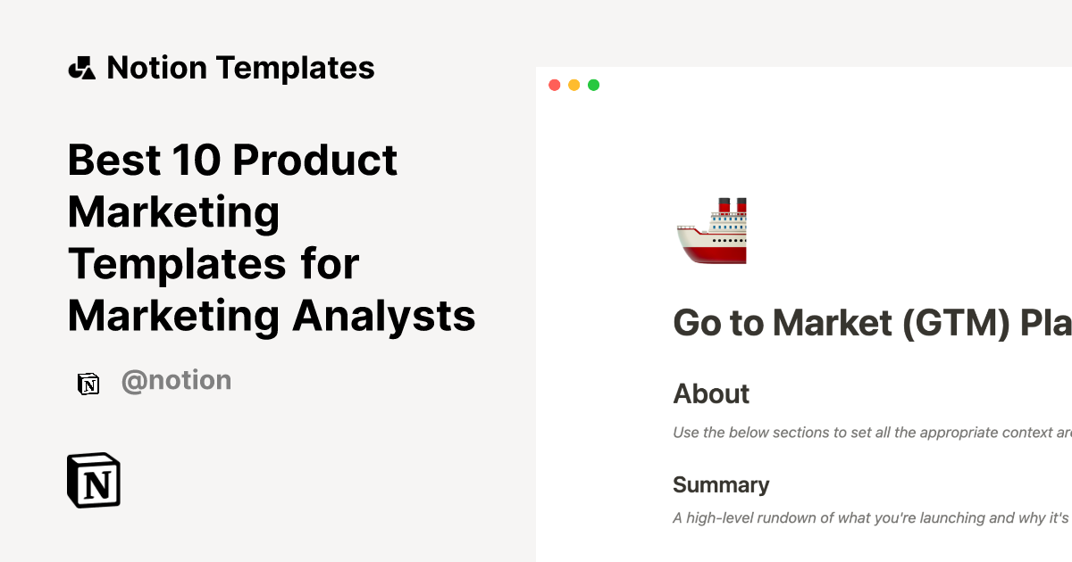 Best 10 Product Marketing Templates for Marketing Analysts | Notion ...
