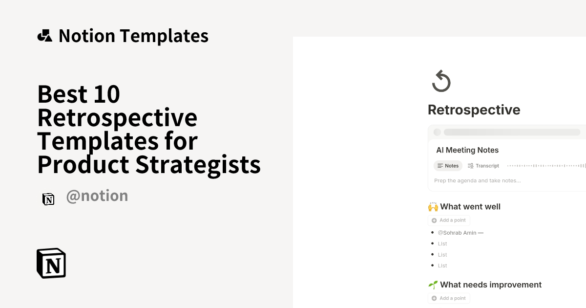 Best 10 Retrospective Templates for Product Strategists | Notion ...