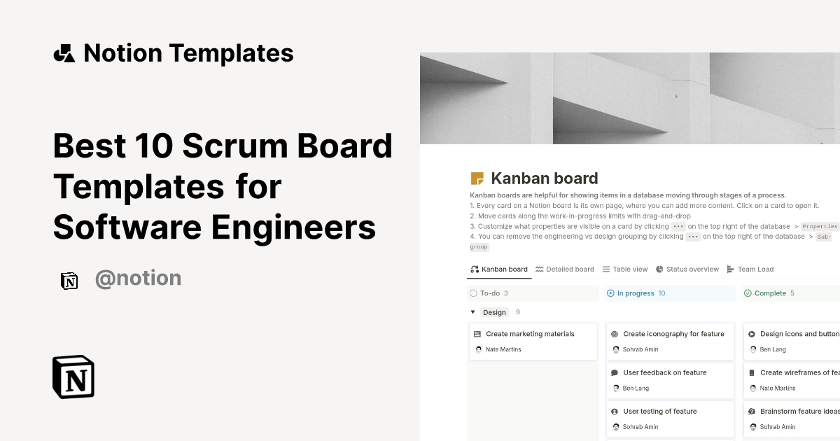 Best 10 Scrum Board Templates for Software Engineers | Notion Template ...