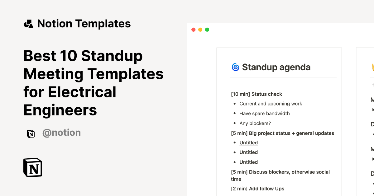 Best 10 Standup Meeting Templates For Electrical Engineers Notion Template Marketplace