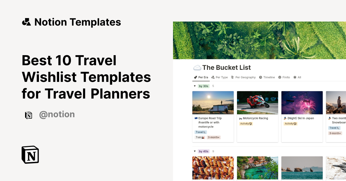 Best 10 Travel Wishlist Templates for Travel Planners | Notion Template ...