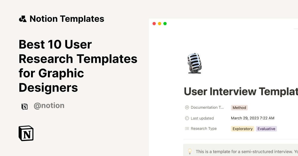 Best 10 User Research Templates for Graphic Designers | Notion Template ...