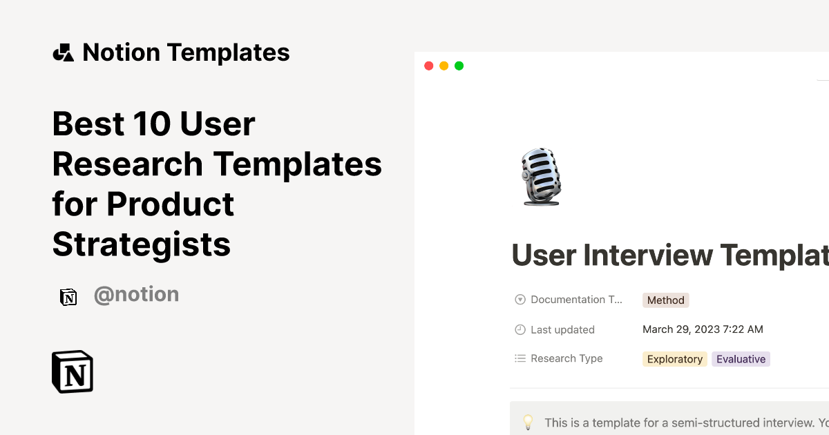 Best 10 User Research Templates for Product Strategists | Notion ...
