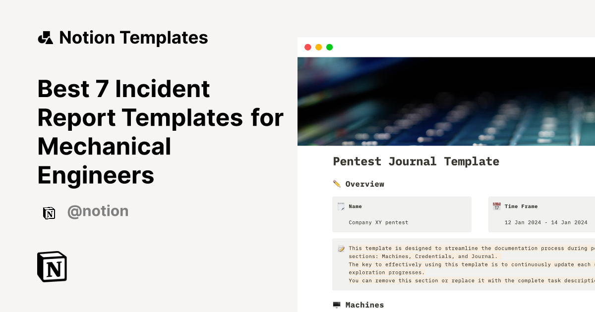 Best 7 Incident Report Templates for Mechanical Engineers | Notion ...
