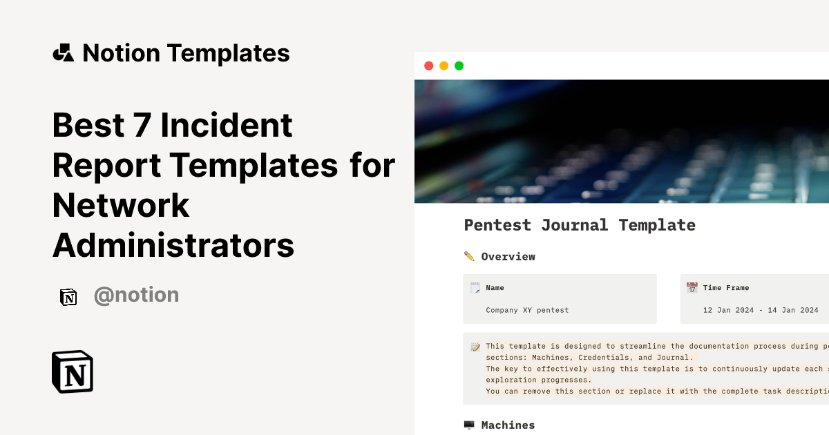 Best 7 Incident Report Templates for Network Administrators | Notion ...