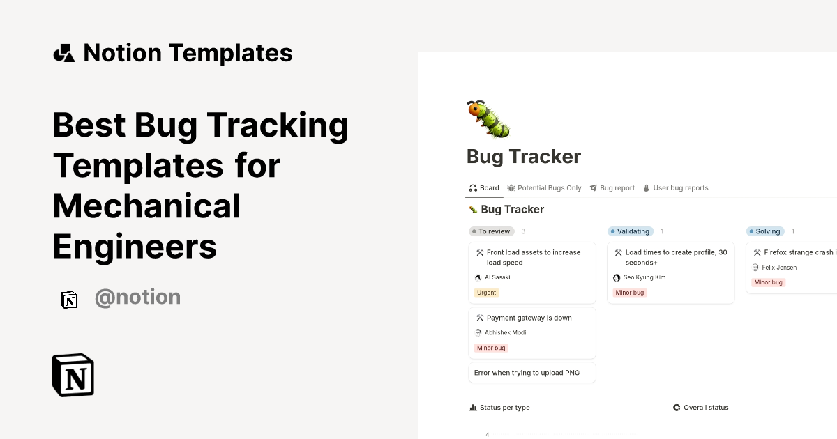Best Bug Tracking Templates for Mechanical Engineers | Notion Template ...