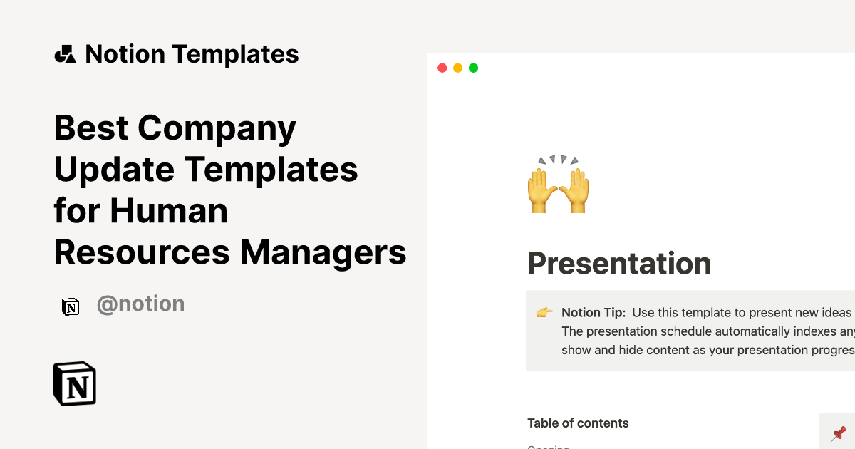 Best Company Update Templates for Human Resources Managers | Notion ...