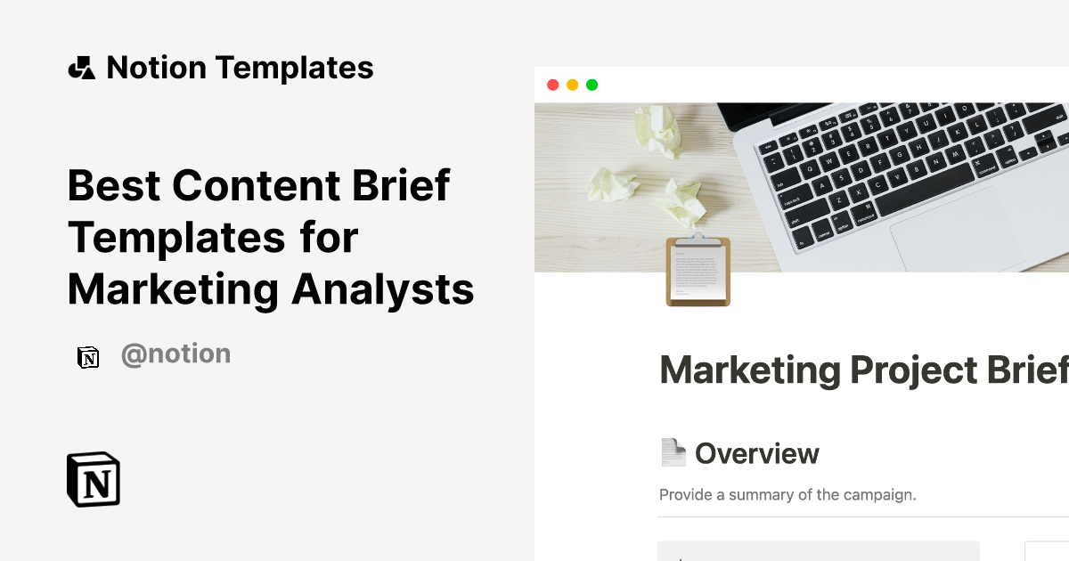 Best Content Brief Templates for Marketing Analysts | Notion Template ...