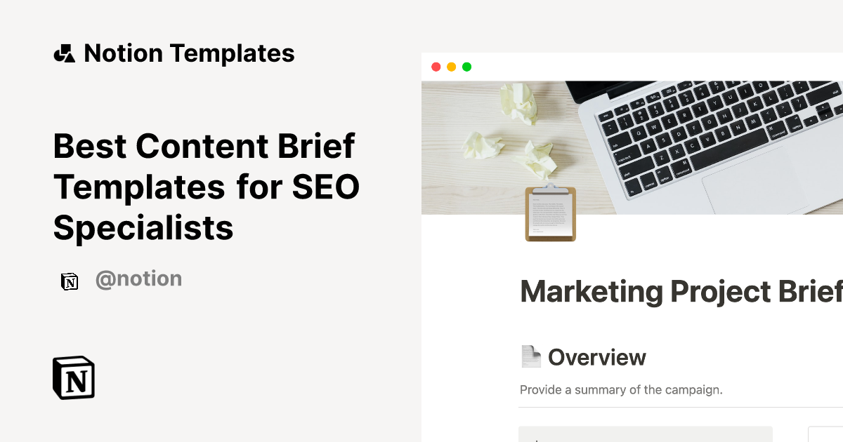 Best Content Brief Templates For Seo Specialists Notion Template Marketplace