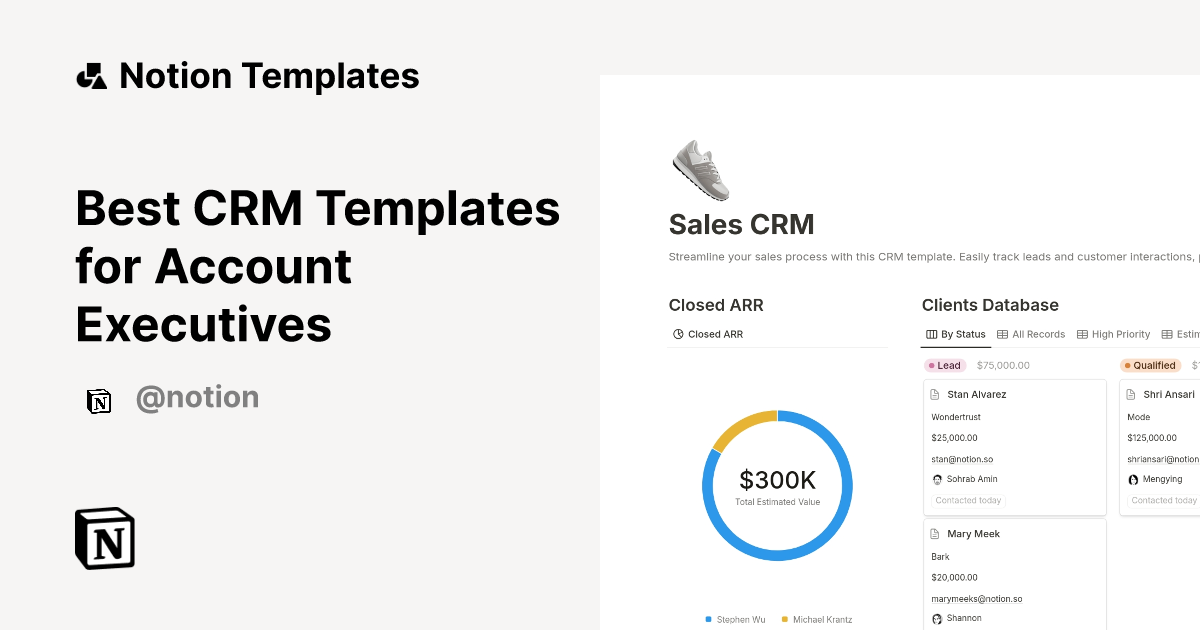 Best CRM Templates for Account Executives | Notion Template Marketplace