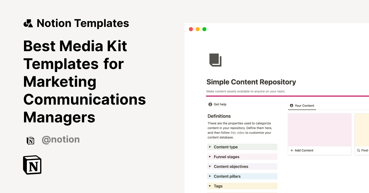 Best Media Kit Templates for Marketing Communications Managers | Notion ...
