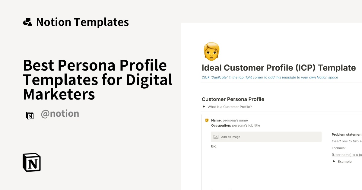 Best Persona Profile Templates for Digital Marketers | Notion Template ...