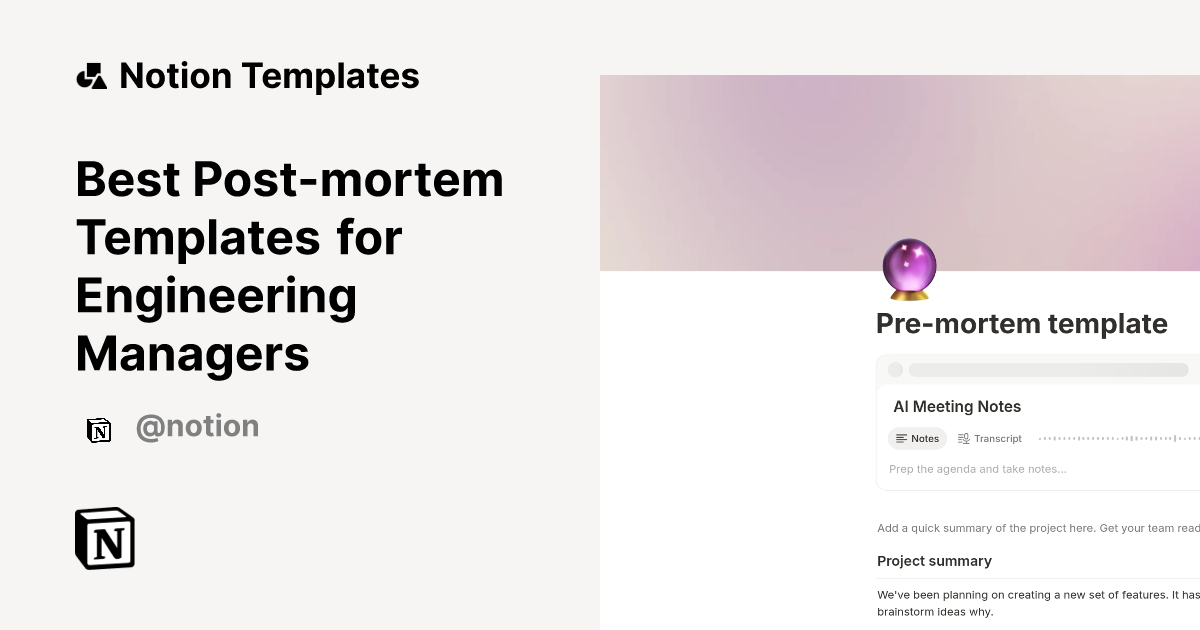 Best Post-mortem Templates for Engineering Managers | Notion Template ...