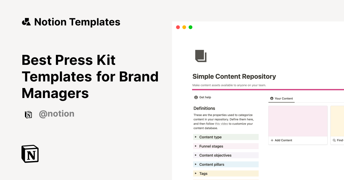 Best Press Kit Templates for Brand Managers | Notion Template Marketplace