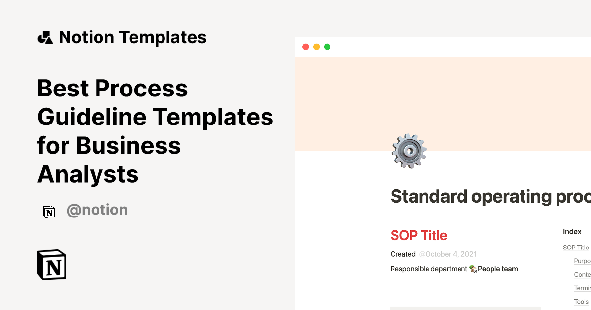 Best Process Guideline Templates for Business Analysts | Notion ...
