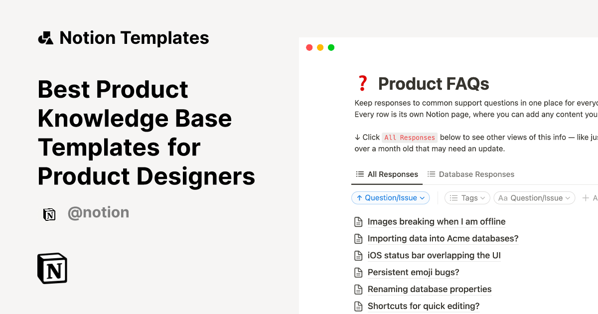 Best Product Knowledge Base Templates for Product Designers | Notion ...
