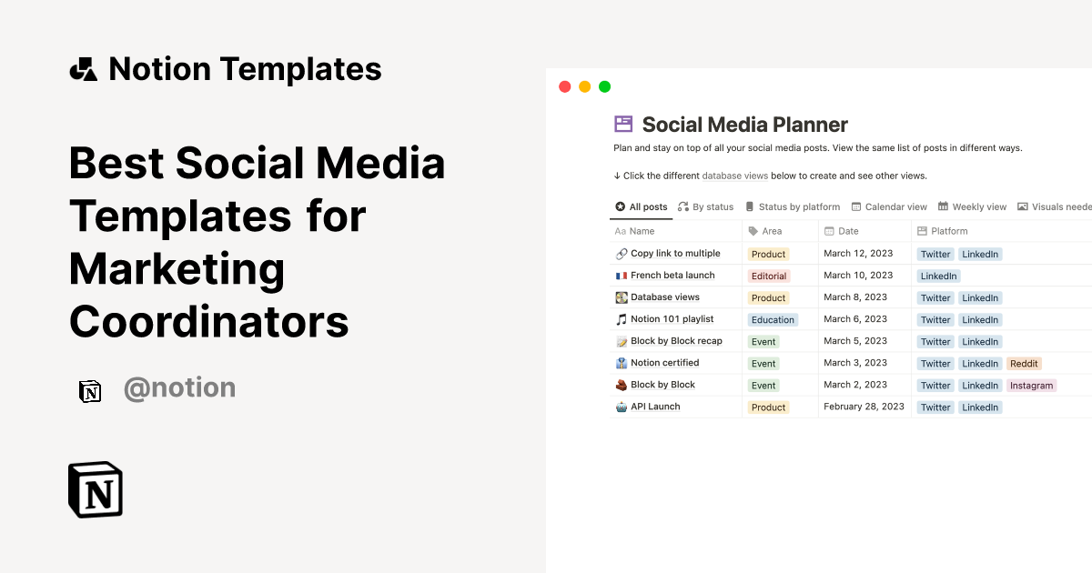 Best Social Media Templates for Marketing Coordinators | Notion ... Best Social Media Templates for Marketing Coordinators | Notion ...