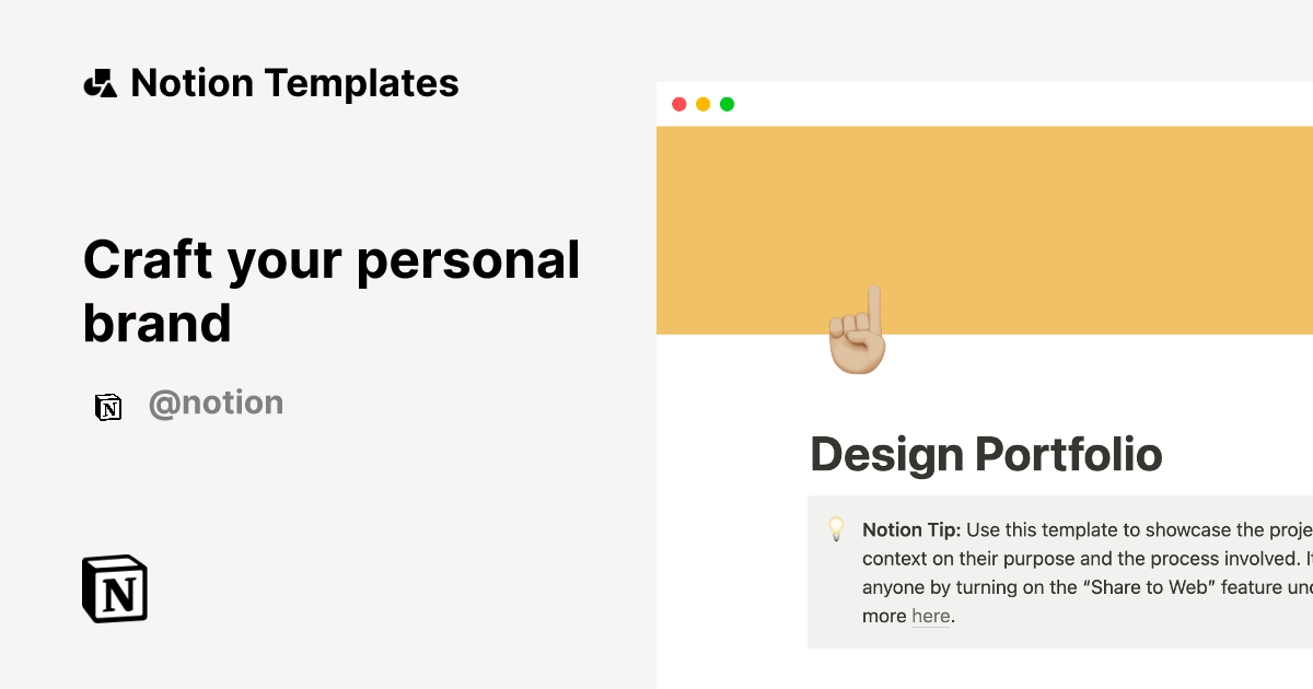 Craft your personal brand | Notion Template Marketplace