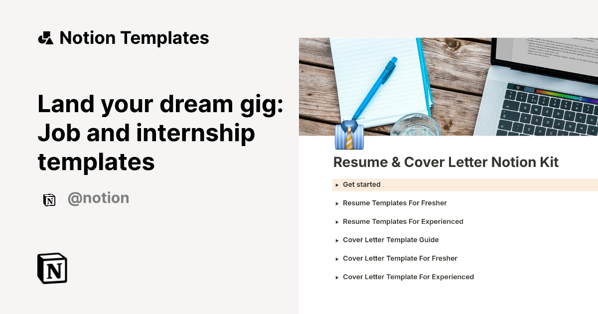Land your dream gig: Job and internship templates | Notion Template ...