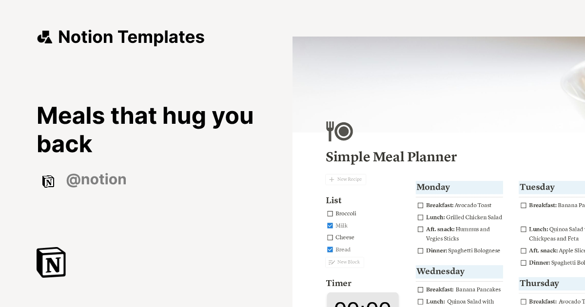 Meals that hug you back | Notion Template Marketplace