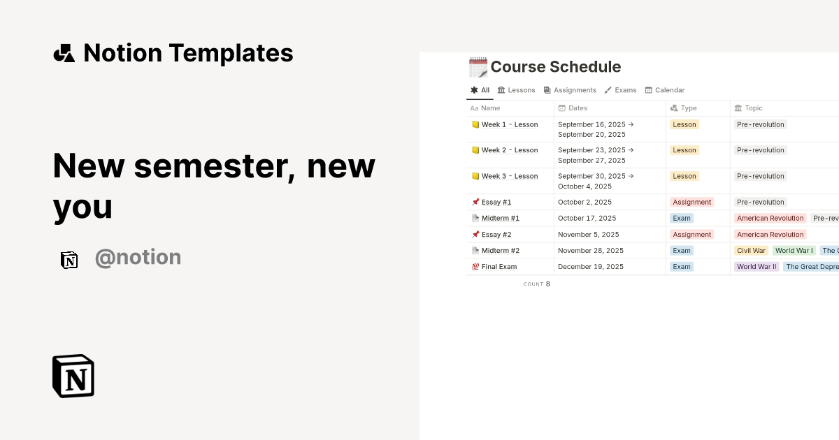 New semester, new you | Notion Template Marketplace