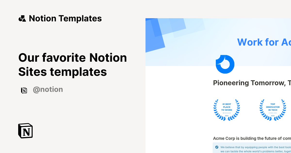 Our favorite Notion Sites templates | Notion Template Marketplace