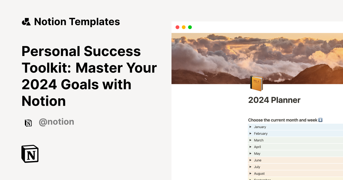 Personal Success Toolkit: Master Your 2024 Goals with Notion | Notion Template Marketplace