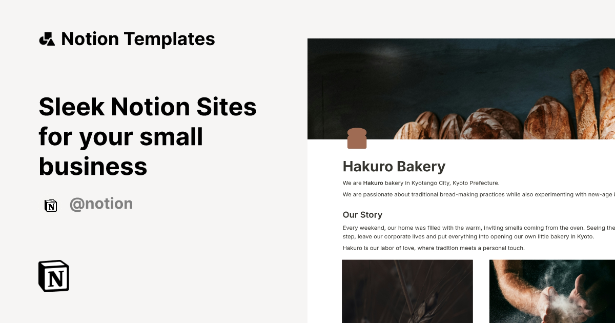 Sleek Notion Sites for your small business | Notion Template Marketplace