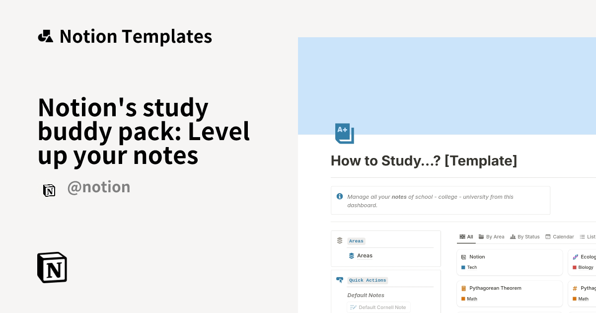 Notion's study buddy pack: Level up your notes | Notion Template ...