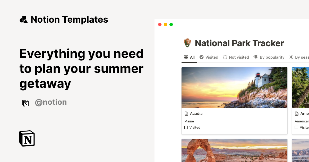 Everything you need to plan your summer getaway | Notion Template ...