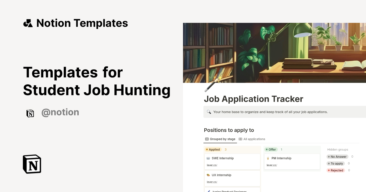Templates for Student Job Hunting | Notion Template Marketplace