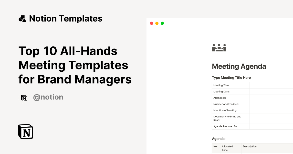 Top 10 All-Hands Meeting Templates for Brand Managers | Notion Template ...