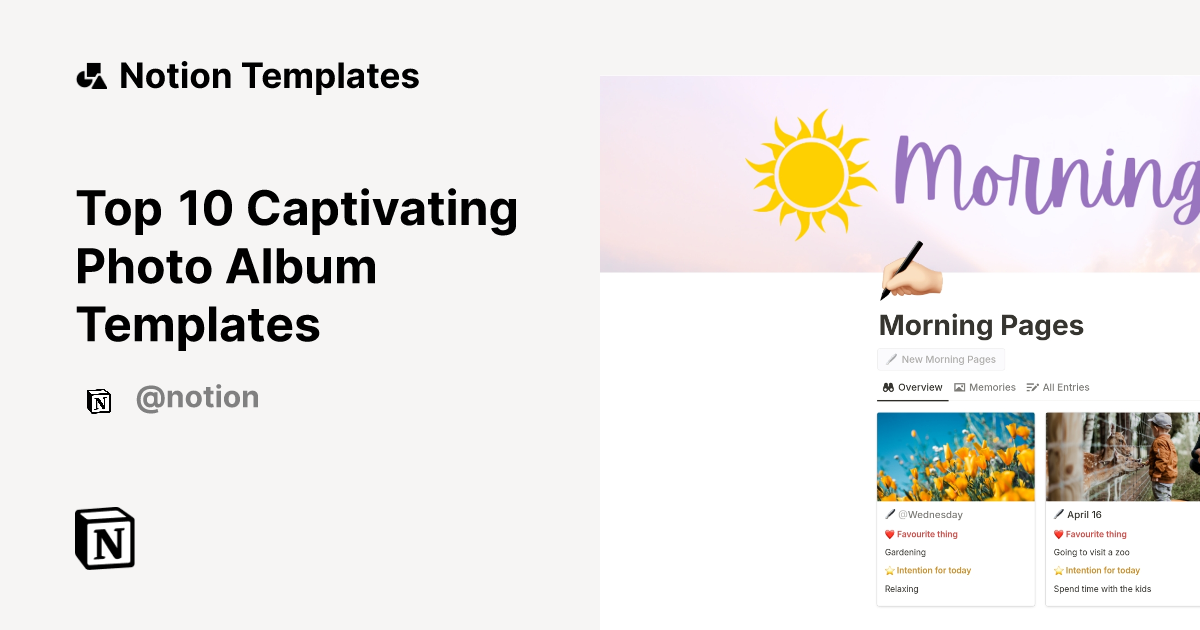 Top 10 Captivating Photo Album Templates | Notion Template Marketplace