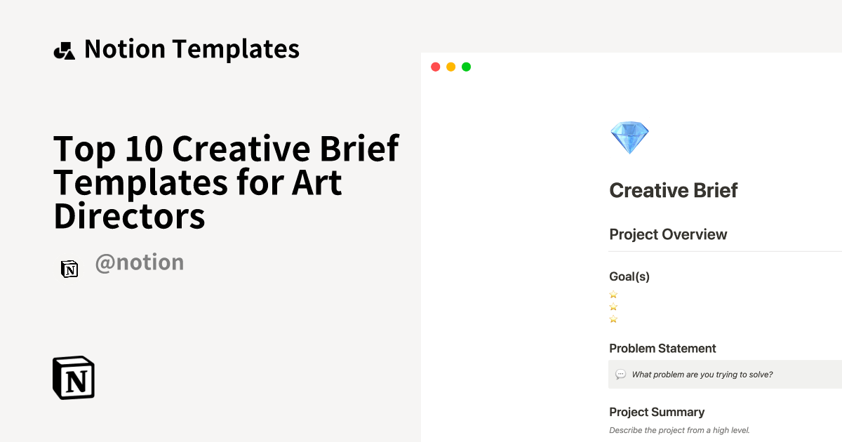 Top 10 Creative Brief Templates for Art Directors | Notion Template ...