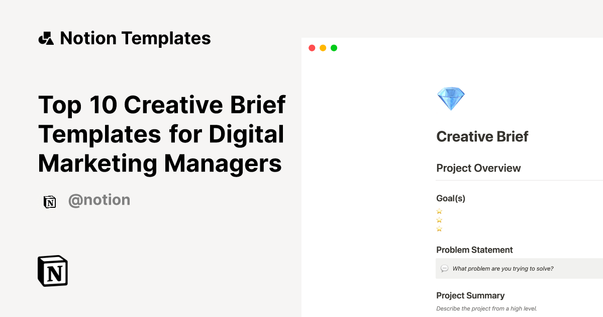 Top 10 Creative Brief Templates for Digital Marketing Managers | Notion ...
