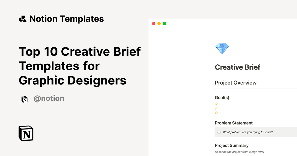 Top 10 Creative Brief Templates for Graphic Designers | Notion Template ...