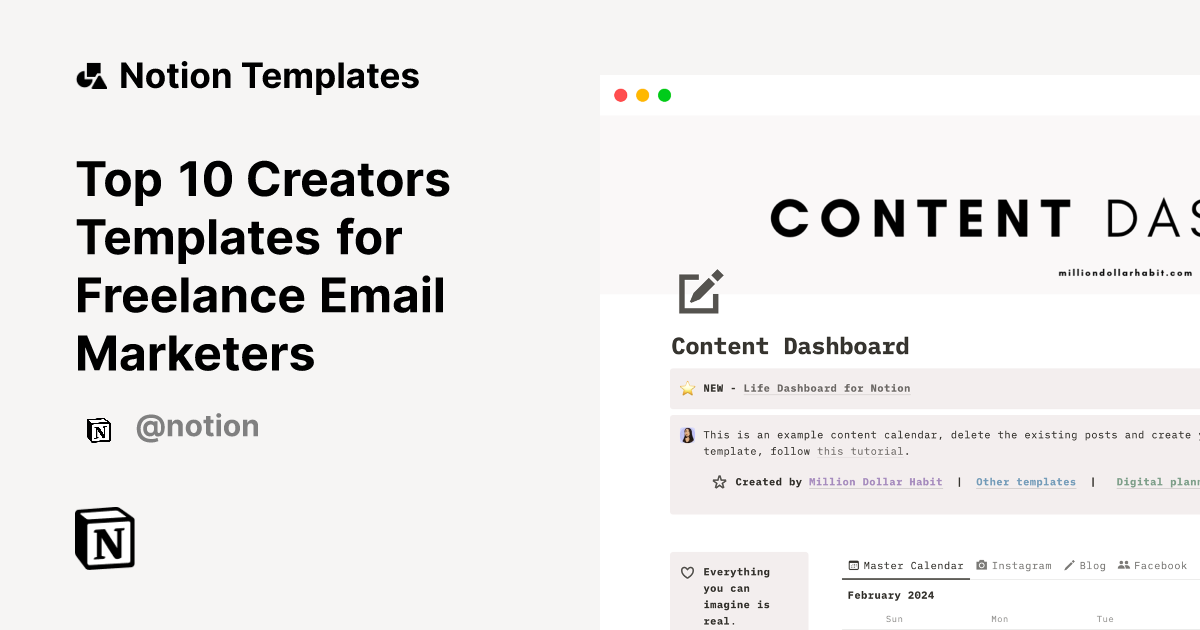 Top 10 Creators Templates for Freelance Email Marketers | Notion ...